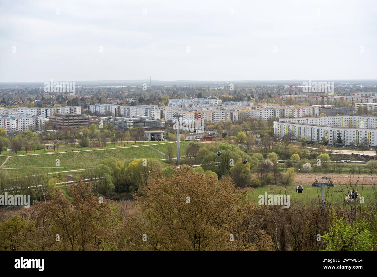 Aerial view of the Berlin-Marzahn district from the observation tower ...