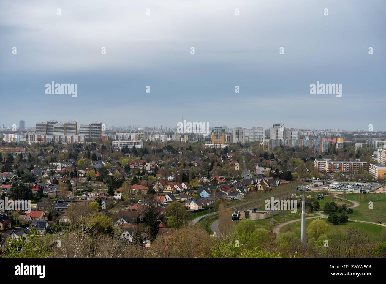 Aerial view of the Berlin-Marzahn district from the observation tower ...