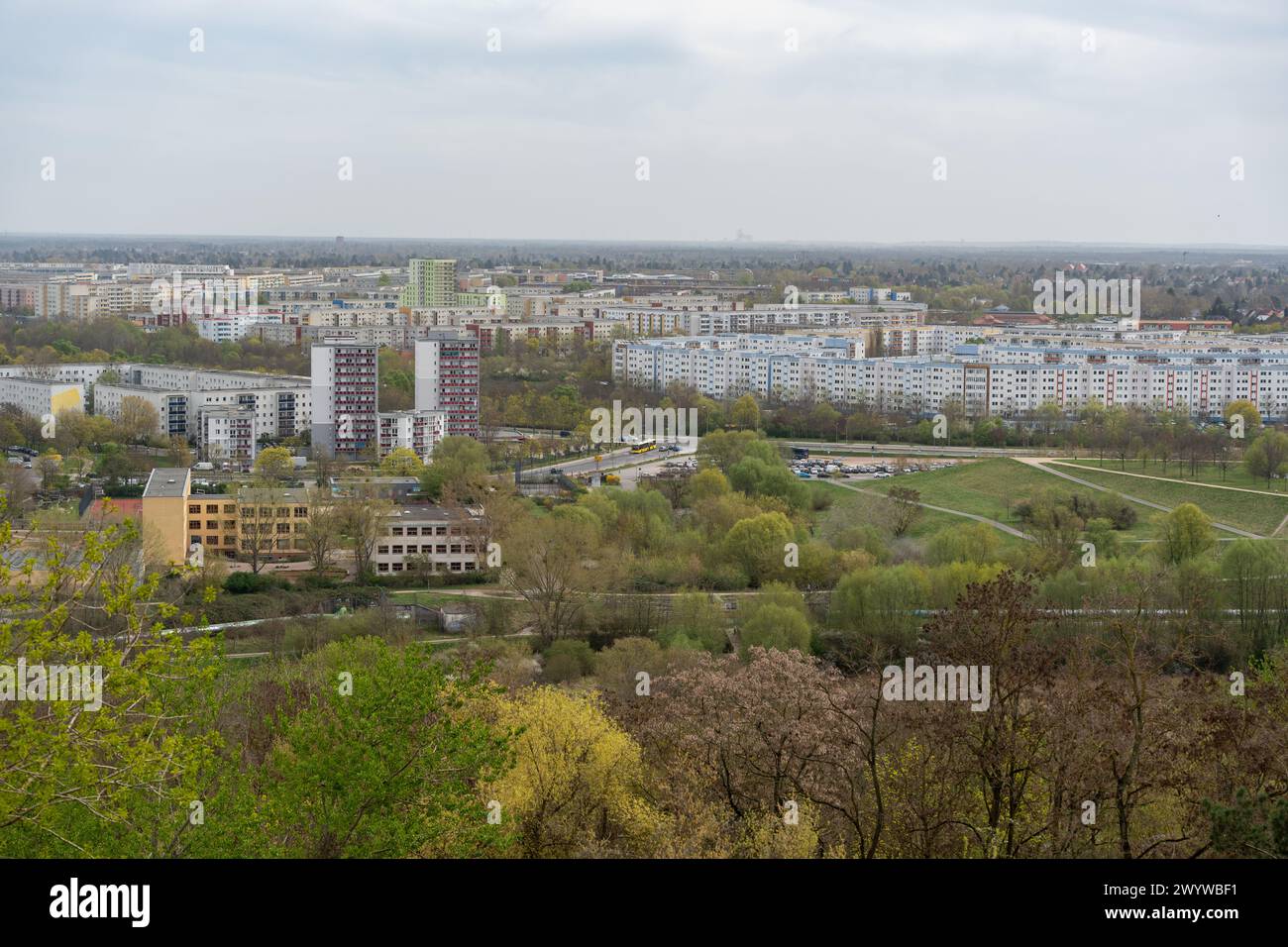 Aerial view of the Berlin-Marzahn district from the observation tower ...