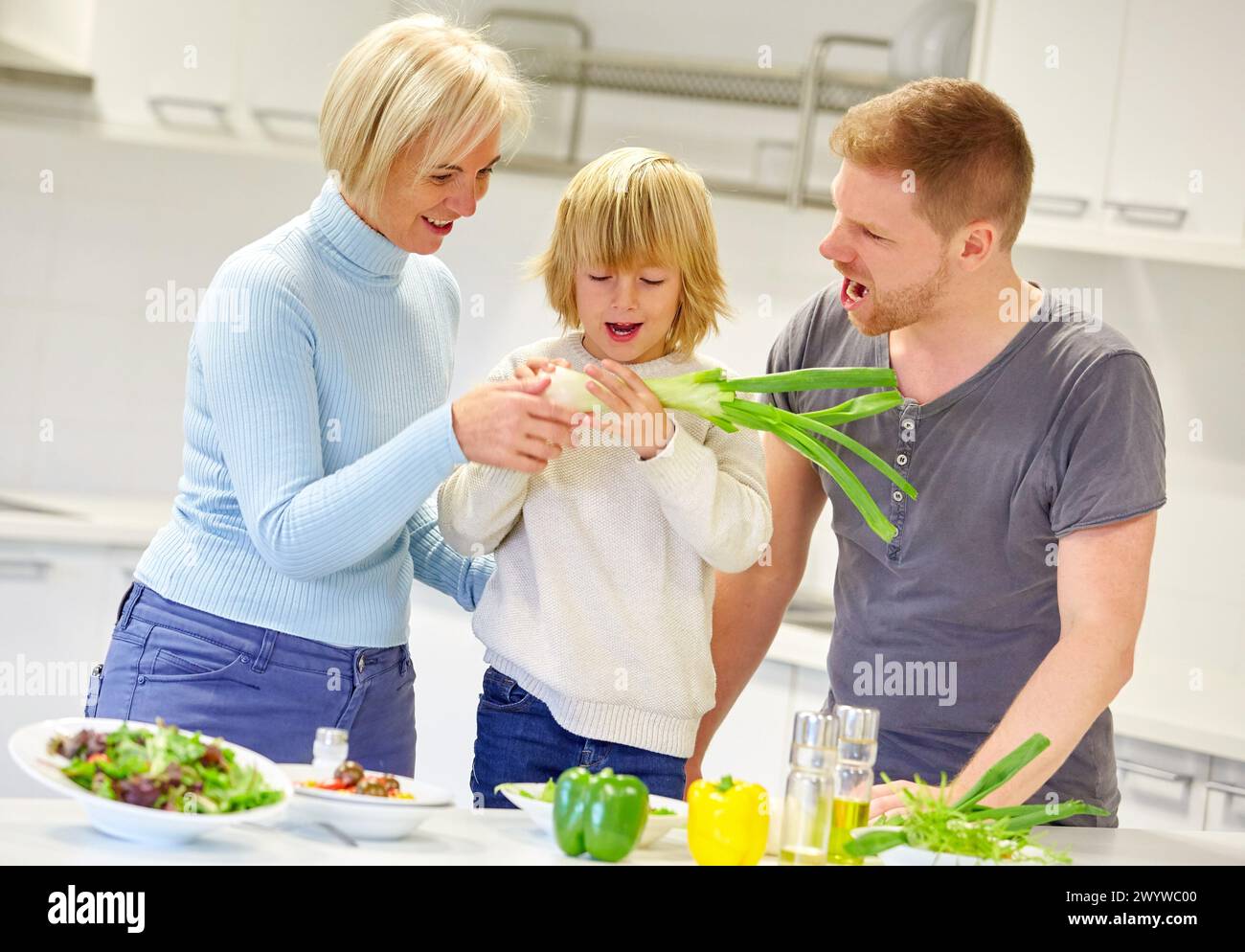 Family in the kitchen. Three generations. Healthy eating. Healthy ...