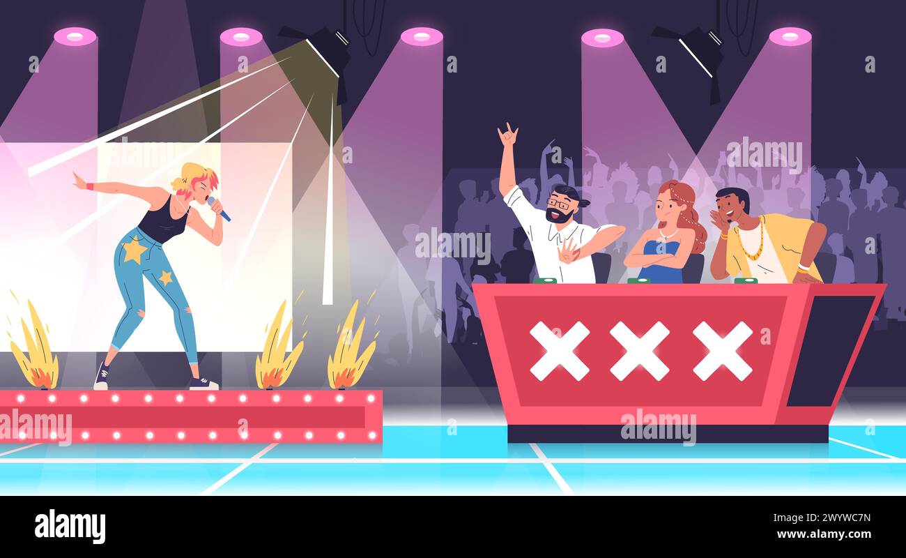 Talent tv show. Talented performer singing on stage singer contest ...