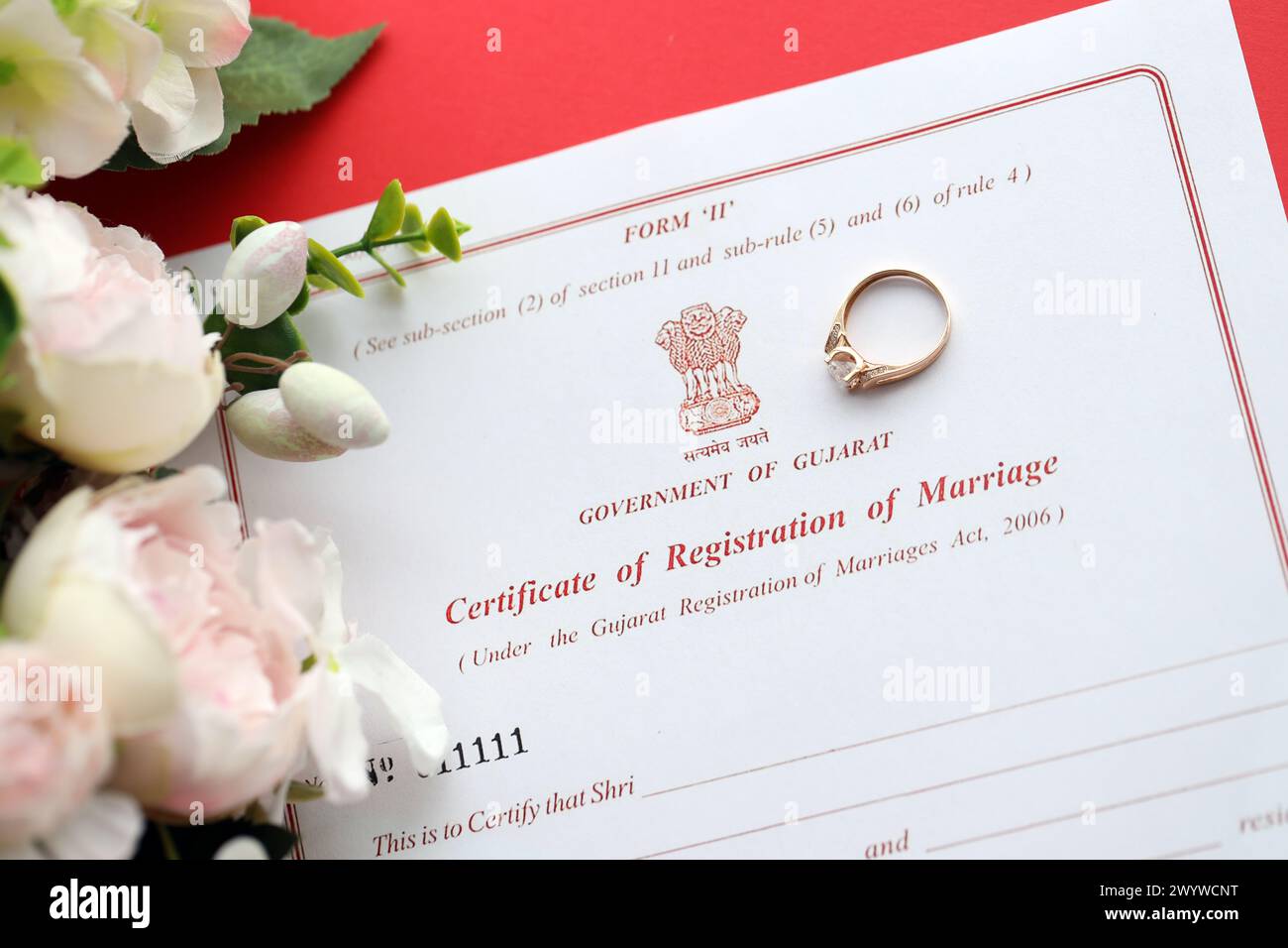 Indian Certificate of registration of marriage blank document and ...