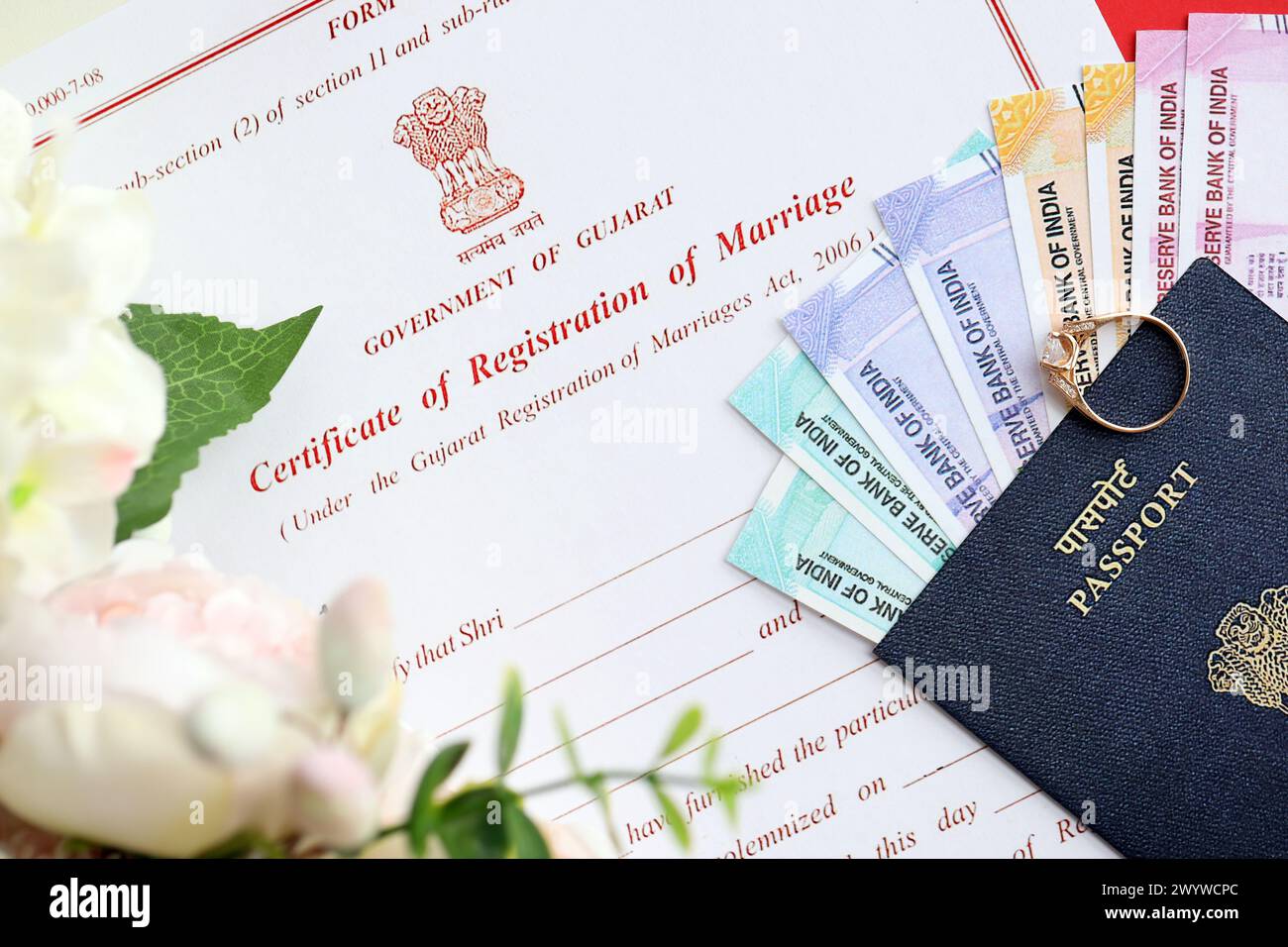 Indian Certificate of registration of marriage blank document and ...