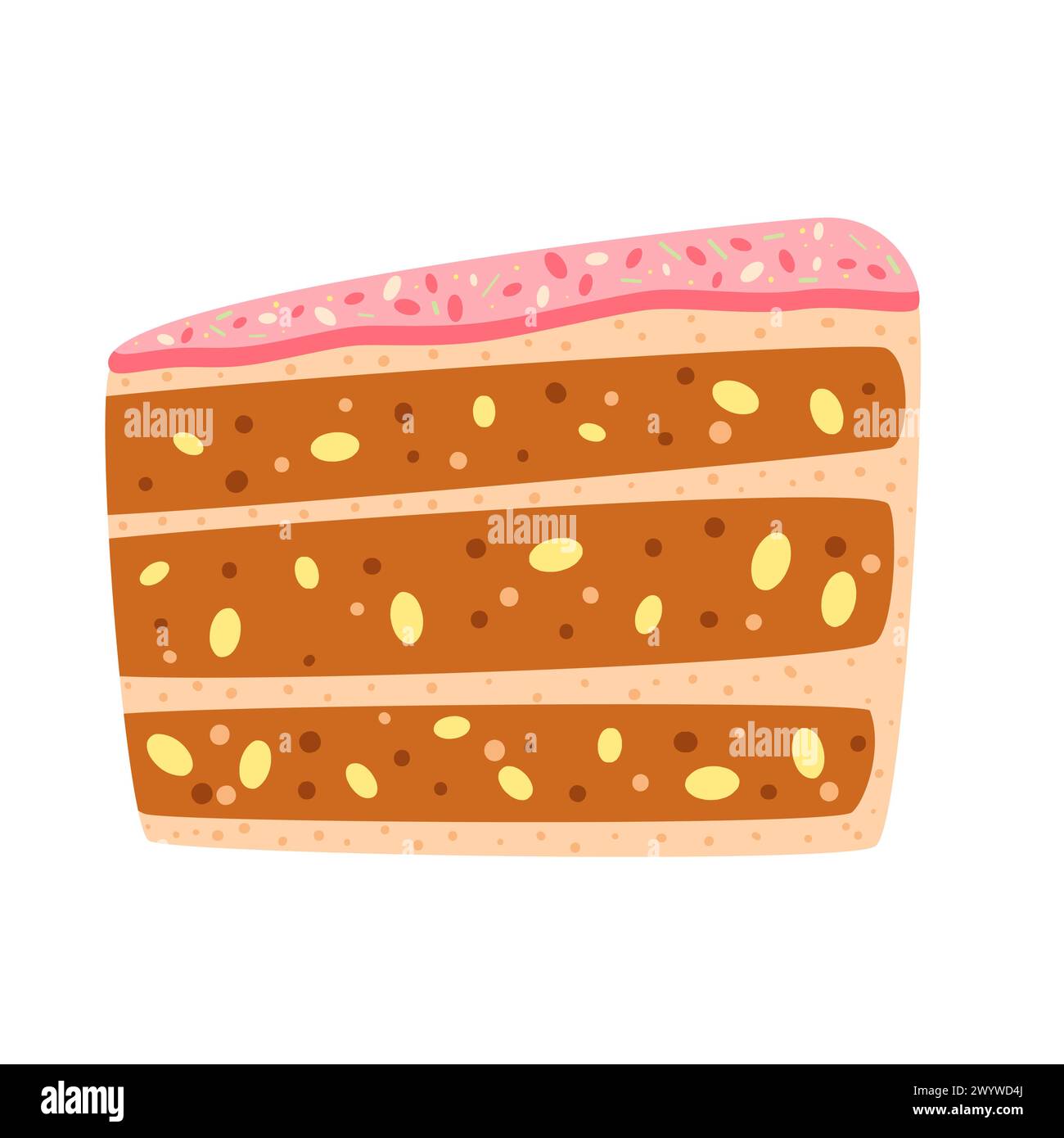 Cakes slice. Sweet bakery piece. Pastry dessert with cream. Vector pie ...