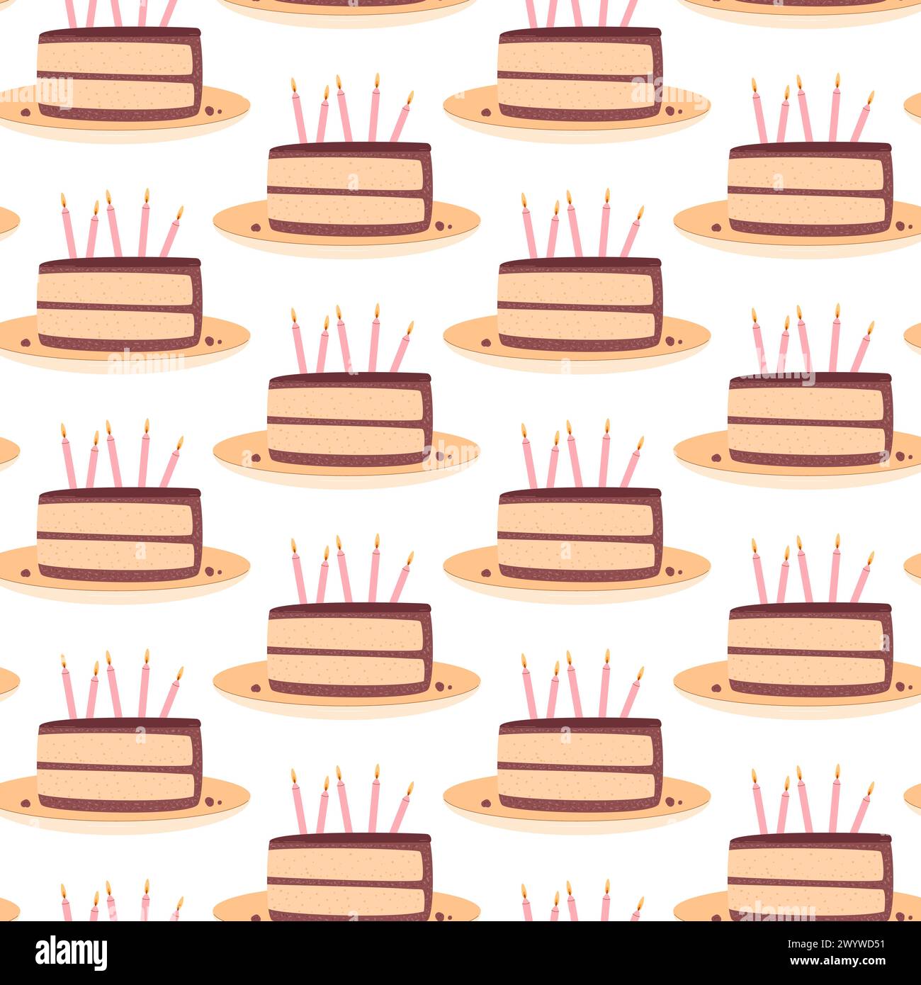 Birthday cakes with candles seamless pattern. Celebration sweet bakery ...