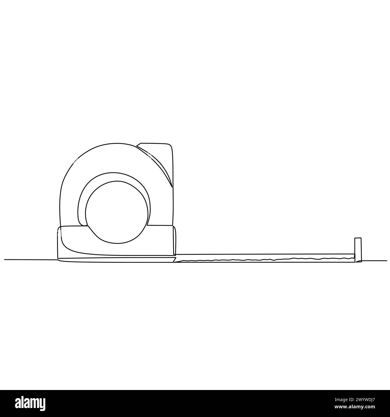 Continuous line drawing of a short tape measuresl. A flexible ruler ...