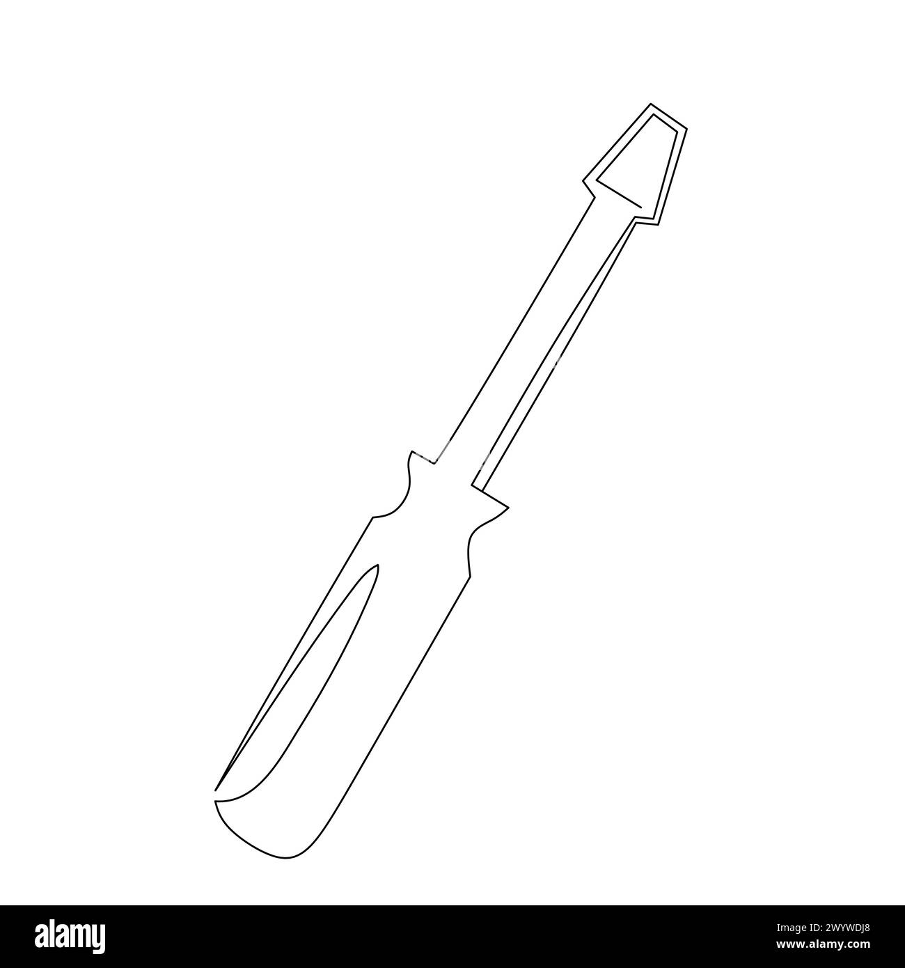 Continuous line drawing of a flat head scree driver. Simple flat hand ...