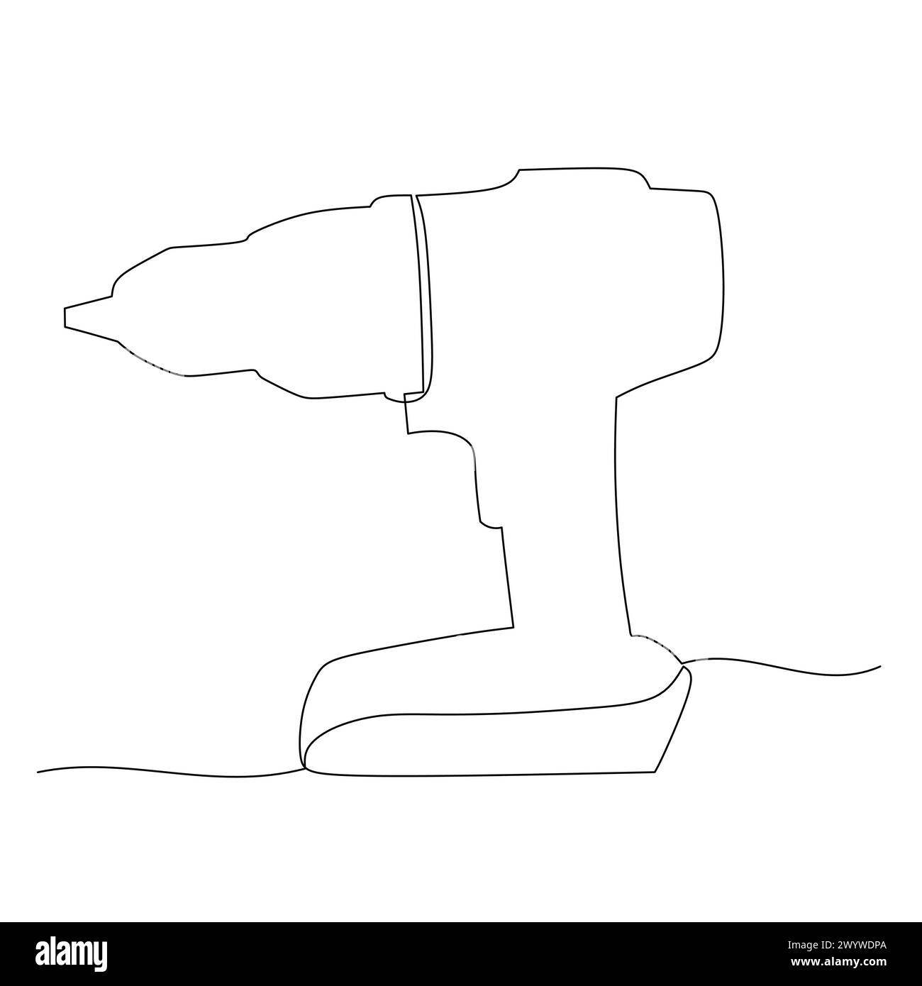 Continuous line drawing of a hand drill. Tool fo making holes in a ...