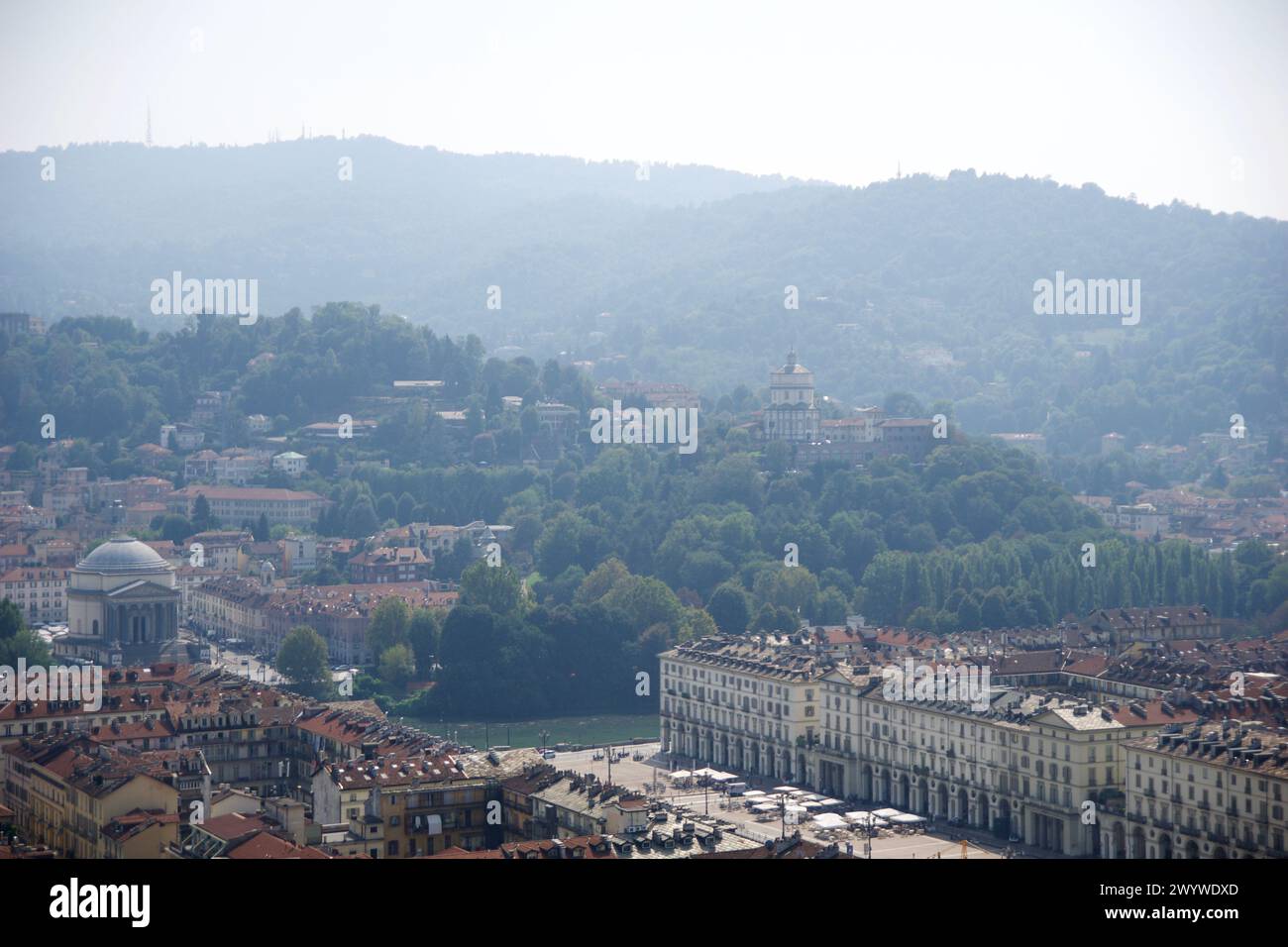 TURIN, ITALY - SEP 14, 2019: View of the old town of Turin from the ...