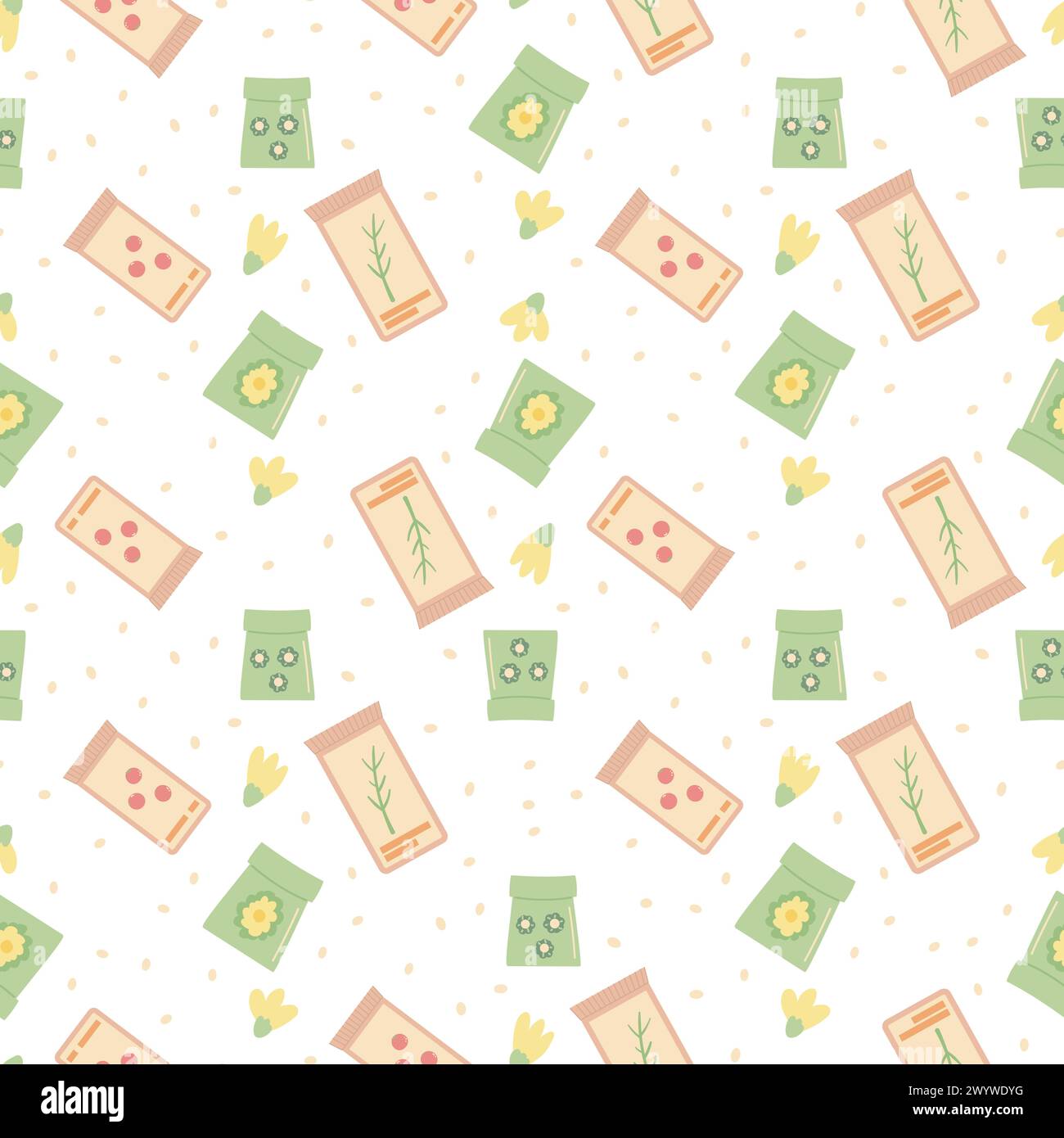 Gardening seeding plant seamless pattern. Spring horticulture items ...