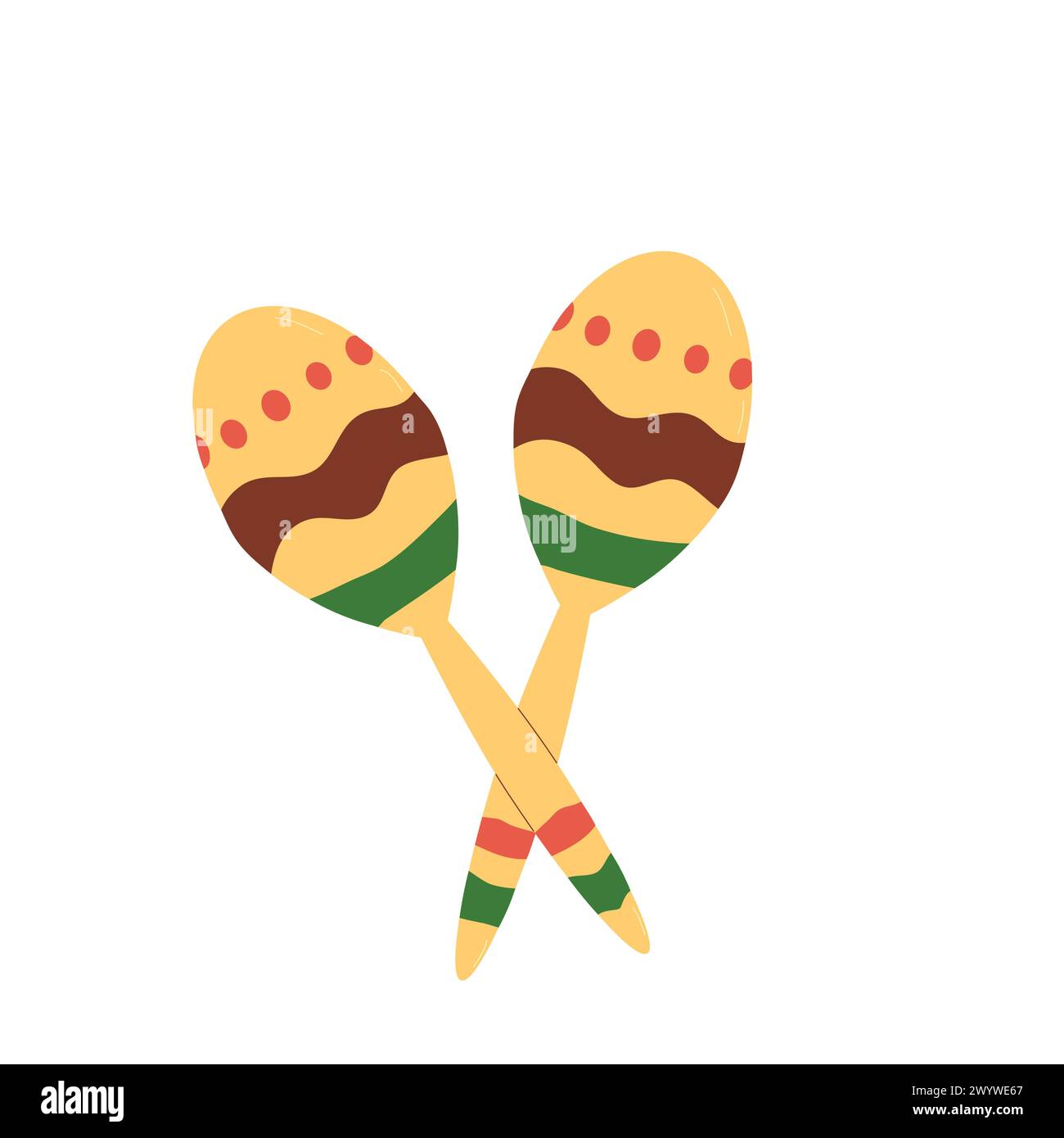Maraca. Festival traditional accessory. Vector flat hand drawn ...