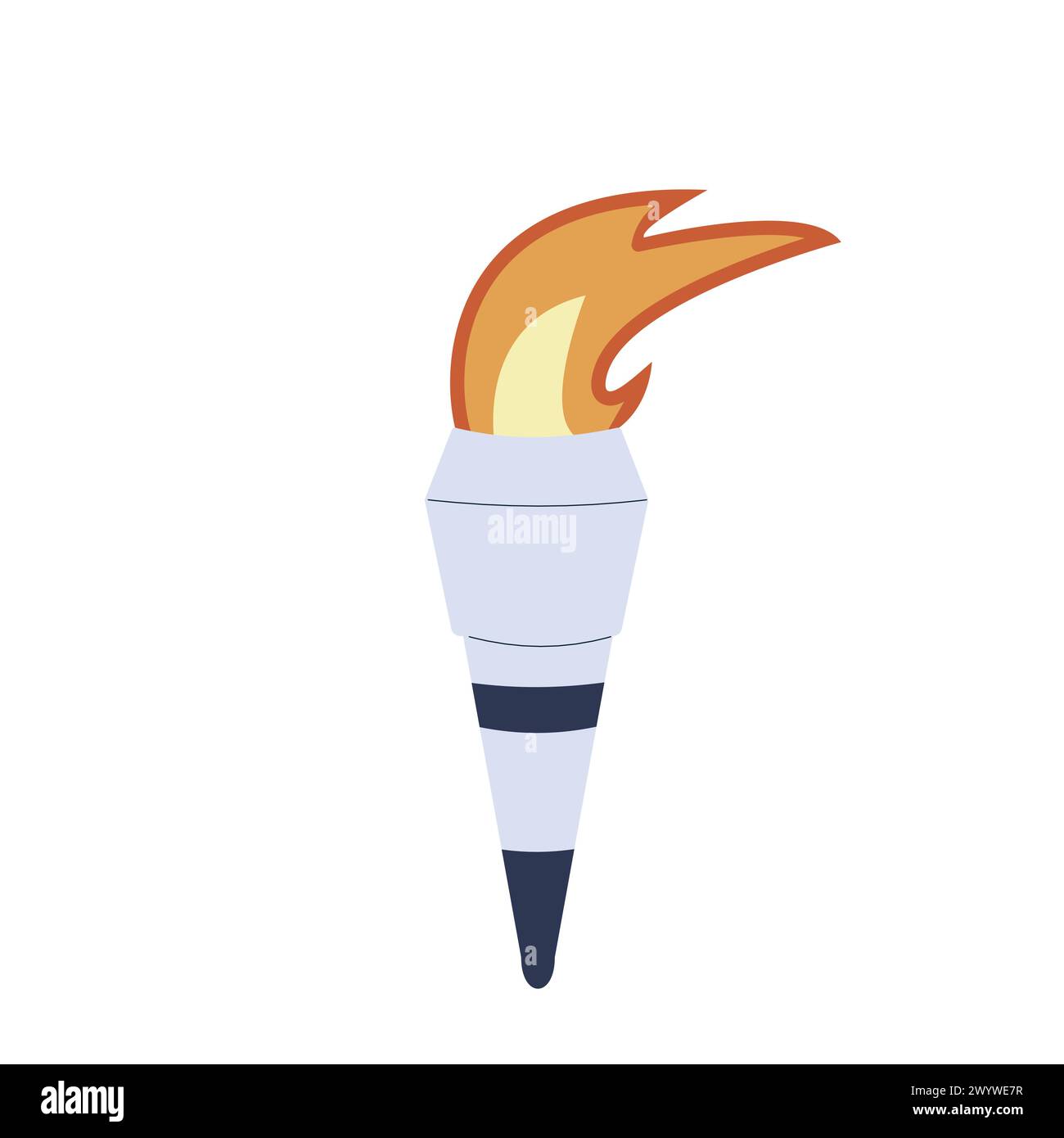 Flaming torch isolated on white background. Vector simple flat ...