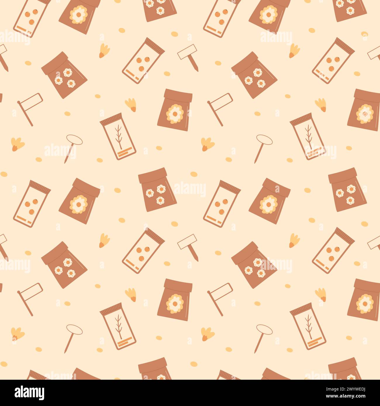 Seeds flowers, plant seamless pattern. Spring horticulture items ...