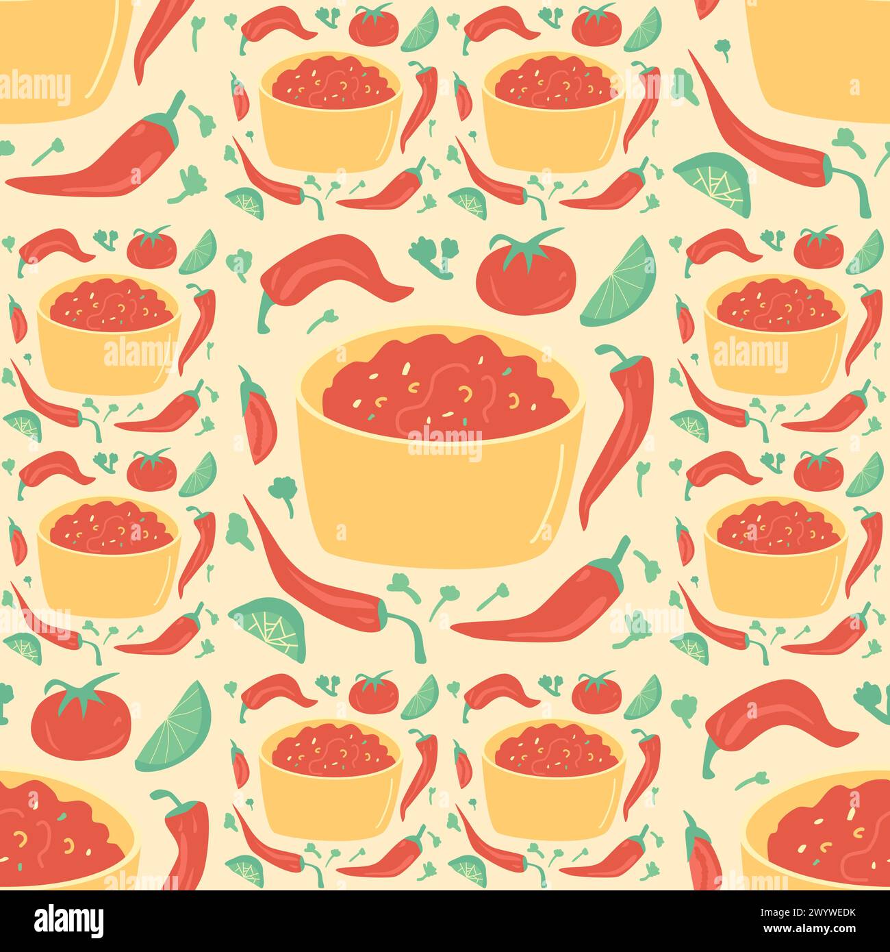 Salsa sauce seamless pattern. Mexican cuisine repeat background. Salsa ...