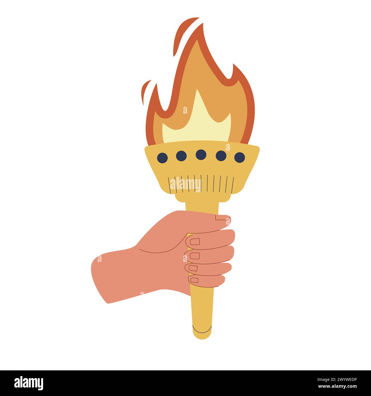 Torches with burning flame in hand. Symbol of sport, games, victory and ...