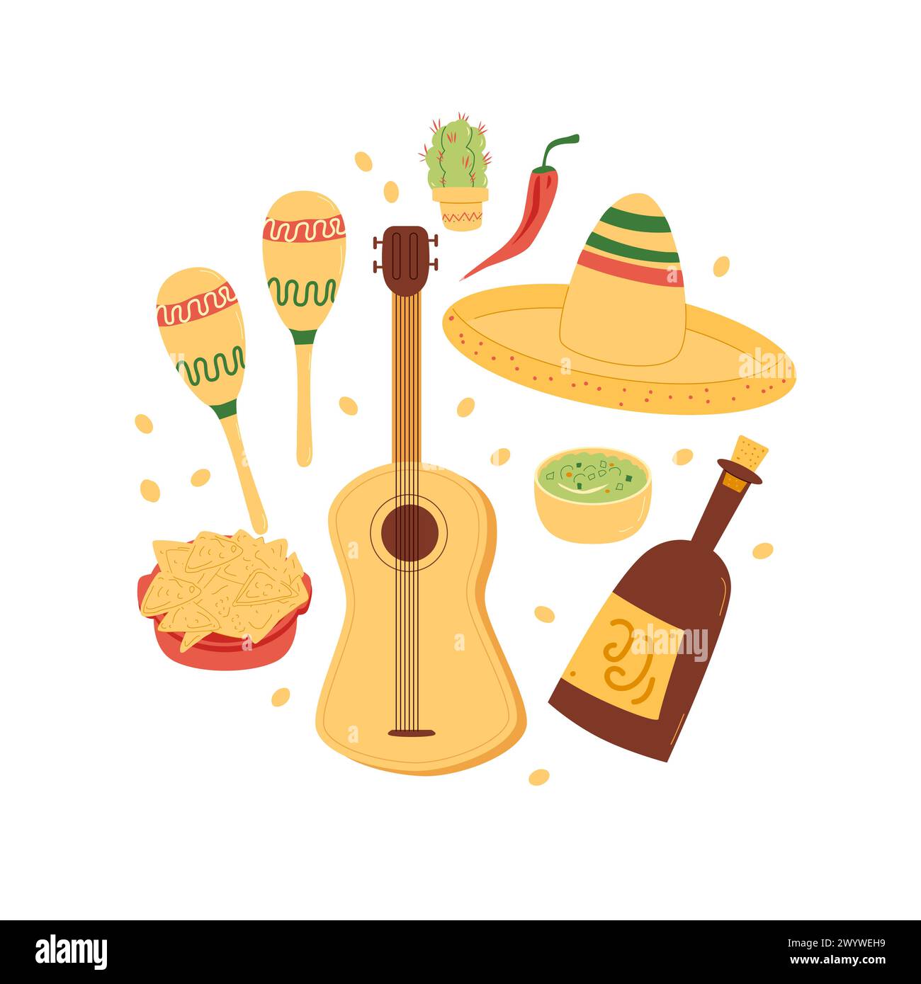 Mexican round emblem. Cinco de Mayo collection elements in circle shape ...