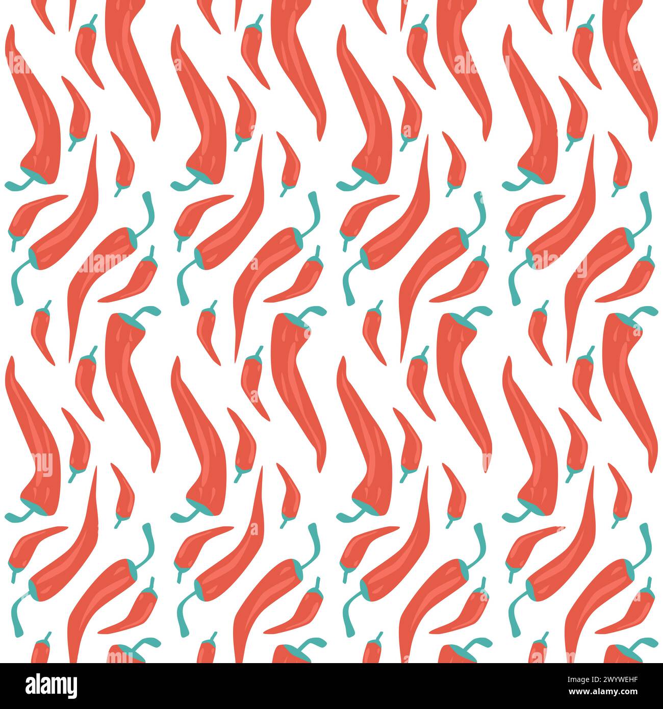 Red chili pepper seamless pattern. Mexican food symbol repeat ...