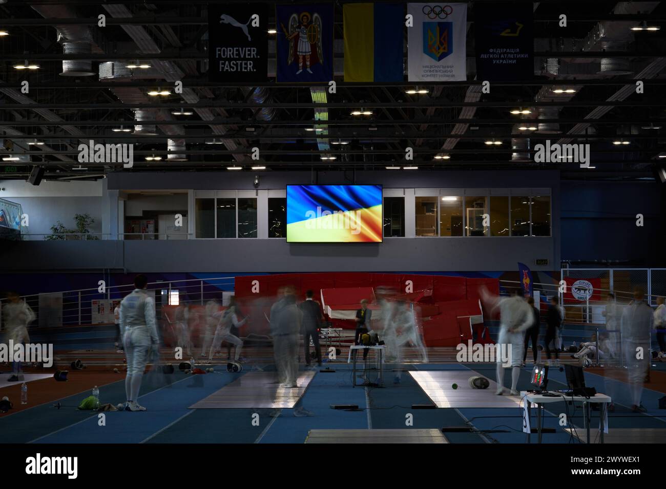 Flag of Ukraine at the National Fencing Championship in the sports ...