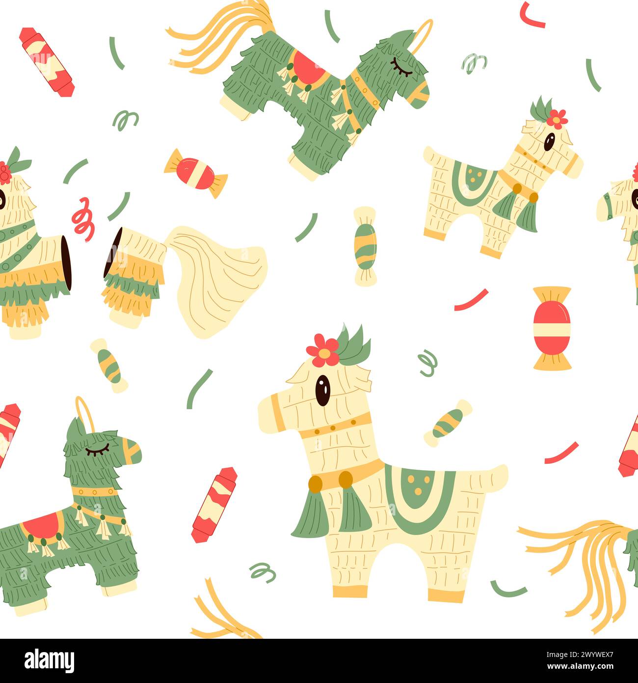 Pinata seamless pattern. Traditional mexican party endless background ...