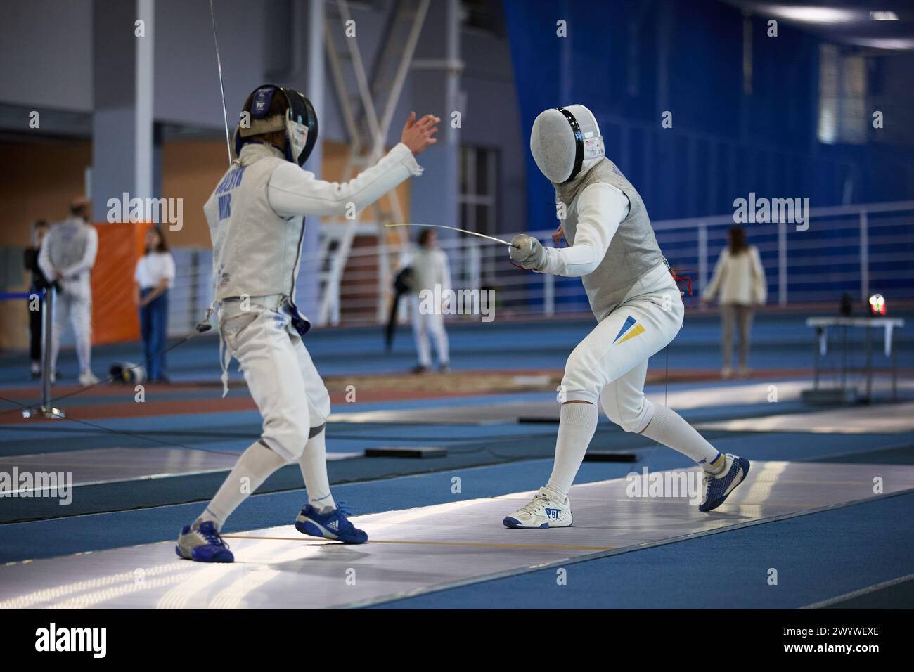 Professional fencers fighting for the prize at the National Fencing ...