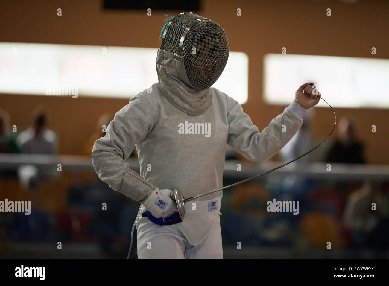 Ukrainian fencer bending the sword blade at the National Fencing ...