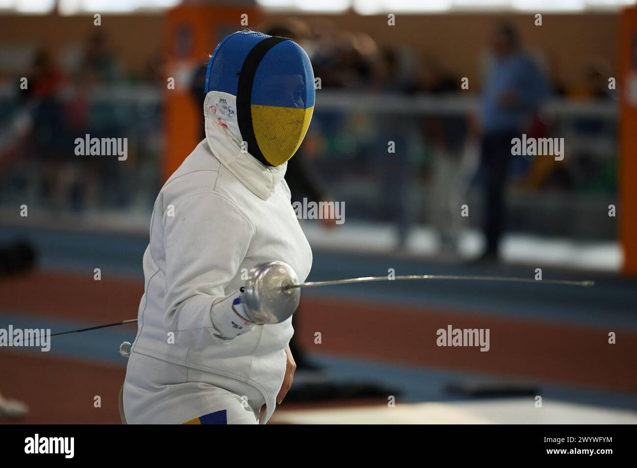 National Fencing Team Member of Ukraine fights with epee blade a the ...