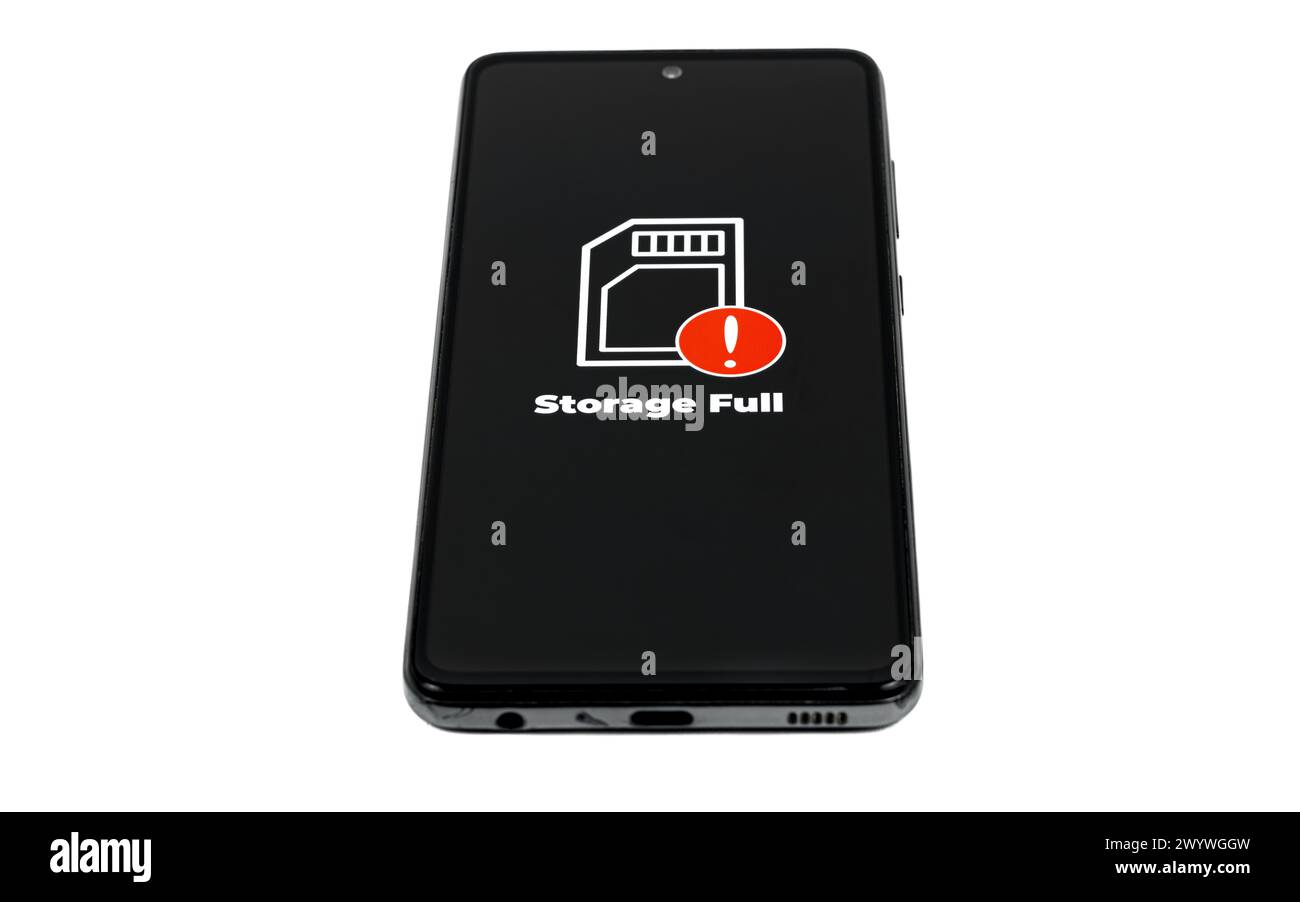 Cellular Problems Concepts. Smart phone with full storage icon on ...