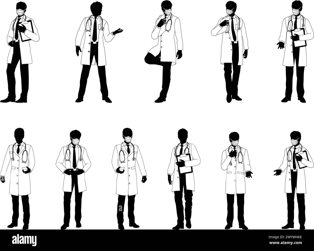 Doctor Men Medical People Silhouette Set Stock Vector Image & Art - Alamy