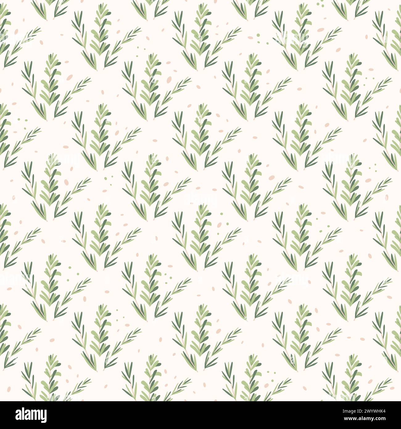Rosemary herbs seamless pattern. Rosemary plant green leaves repeat background. Botanic endless ...