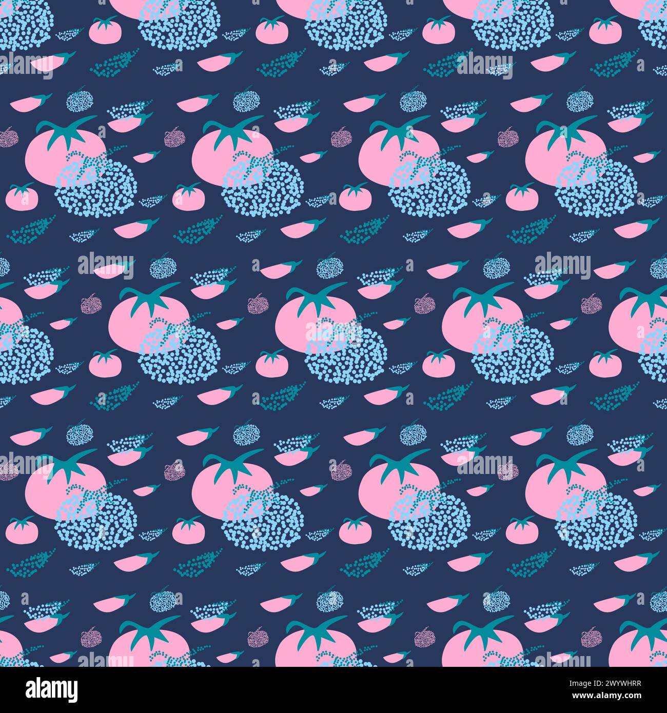 Tomato stylized seamless pattern. Whole vegetable and slice Tomatoes ...