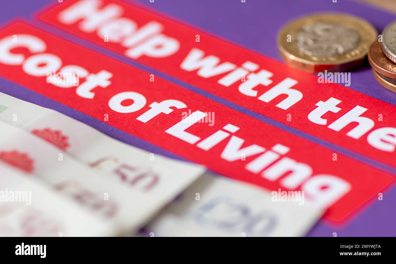 A macro close up of a government leaflet of help with the cost of ...
