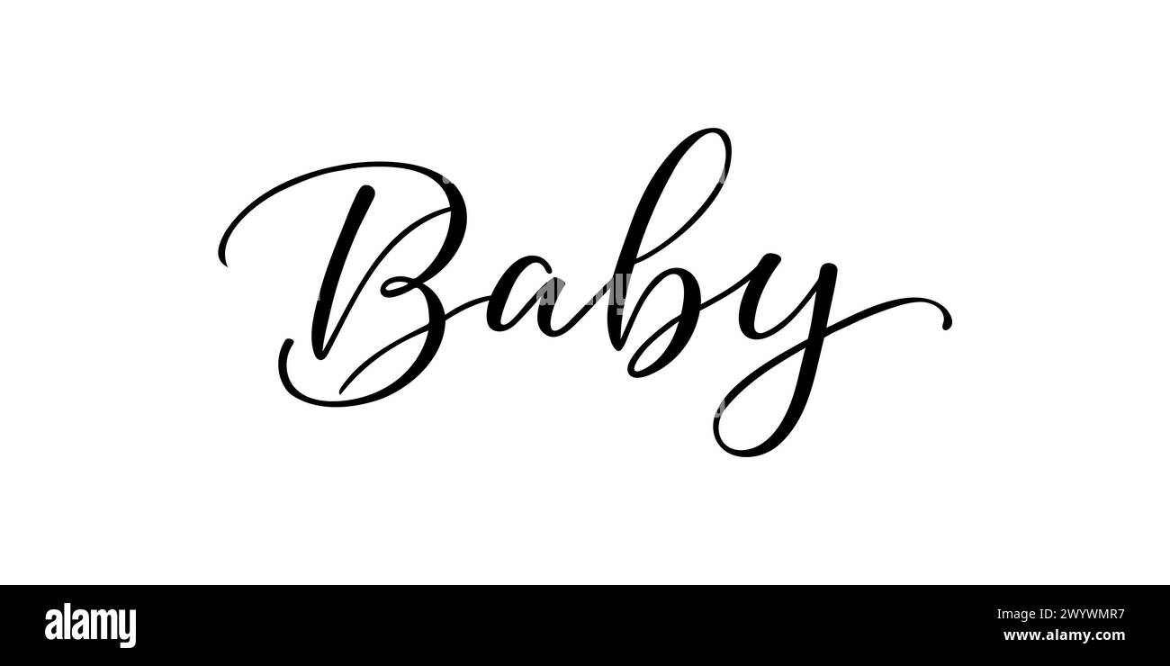 Baby - Handwritten inscription in calligraphic style on a white ...