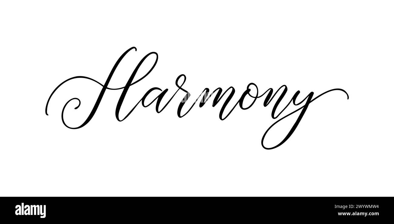 Harmony - Handwritten inscription in calligraphic style on a white ...