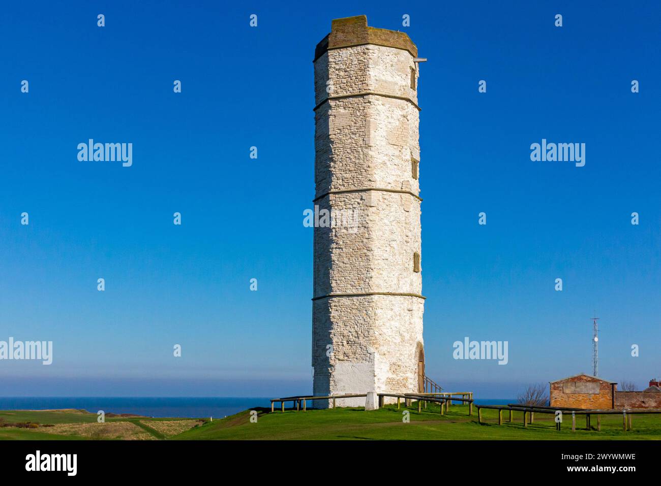 The Old Flamborough Head lighthouse in North Yorkshire England UK with ...