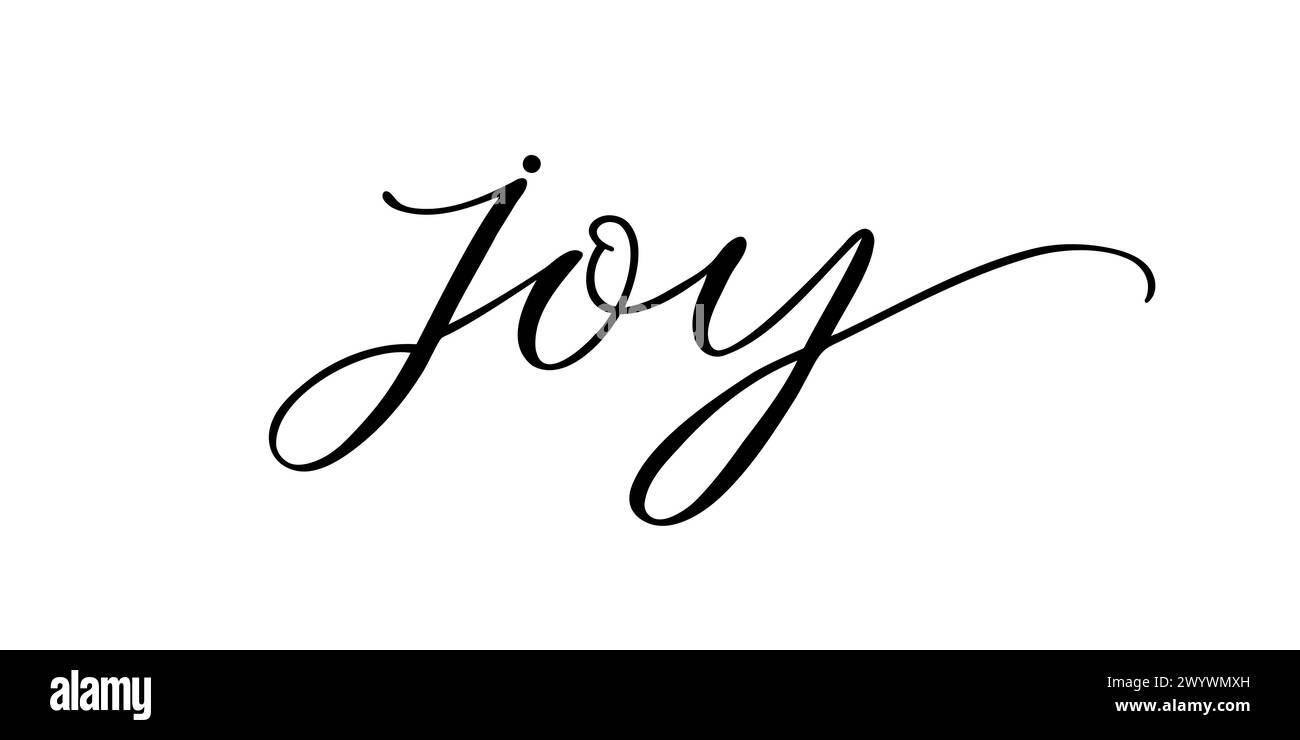 Joy - Handwritten inscription in calligraphic style on a white ...