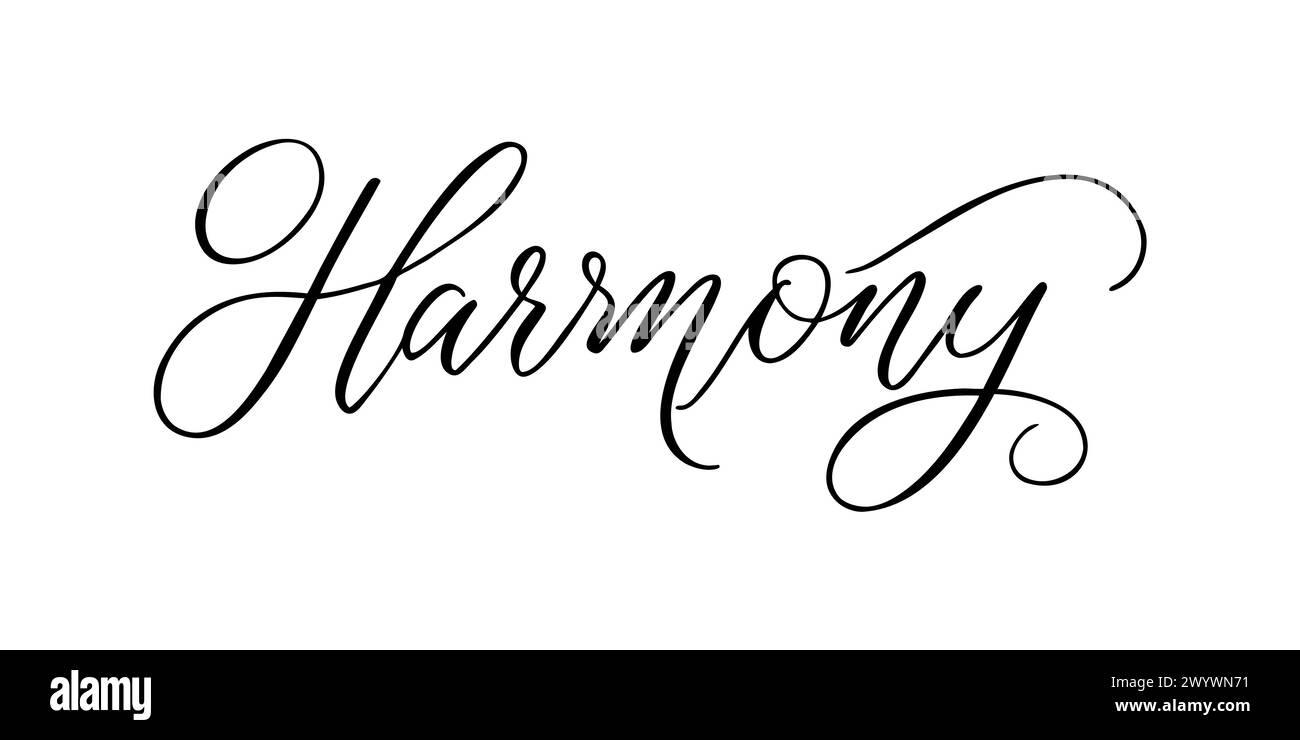 Harmony - Handwritten inscription in calligraphic style on a white ...