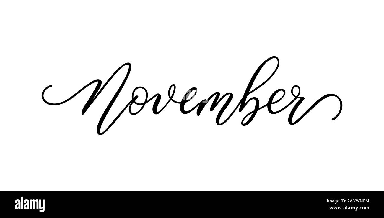 November - Handwritten inscription in calligraphic style on a white ...