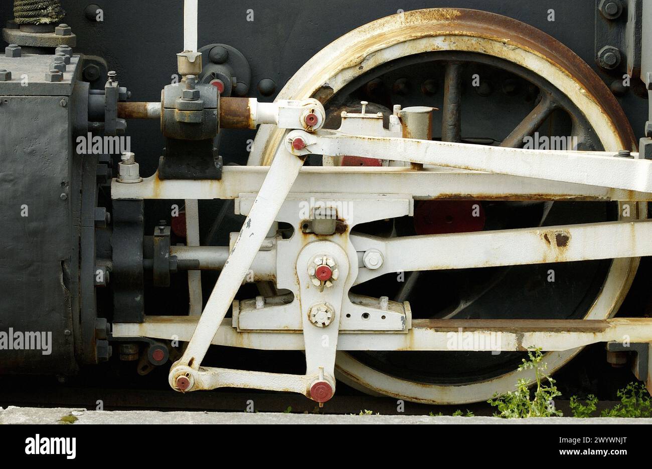 Detail of wheels, train at museum of railway history. Azpeitia ...