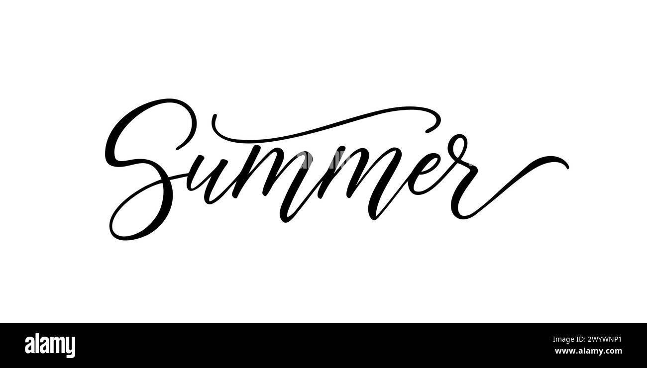 Summer - Handwritten text in calligraphic style on a white background ...