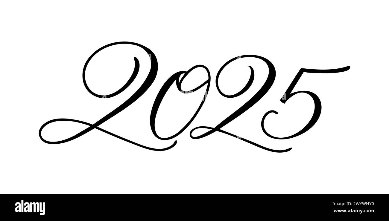 2025 - numbers written in calligraphic style on a white background ...