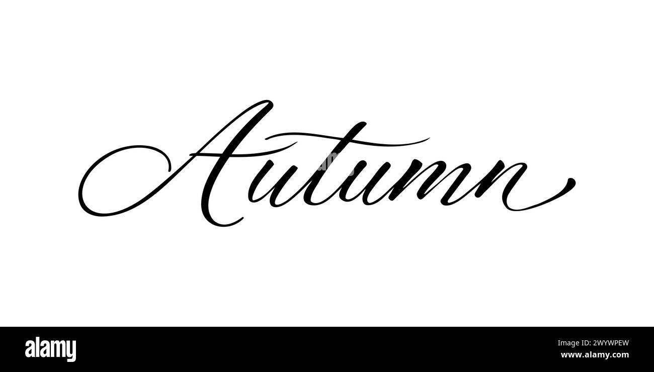 Autumn - Handwritten text in calligraphic style on a white background ...