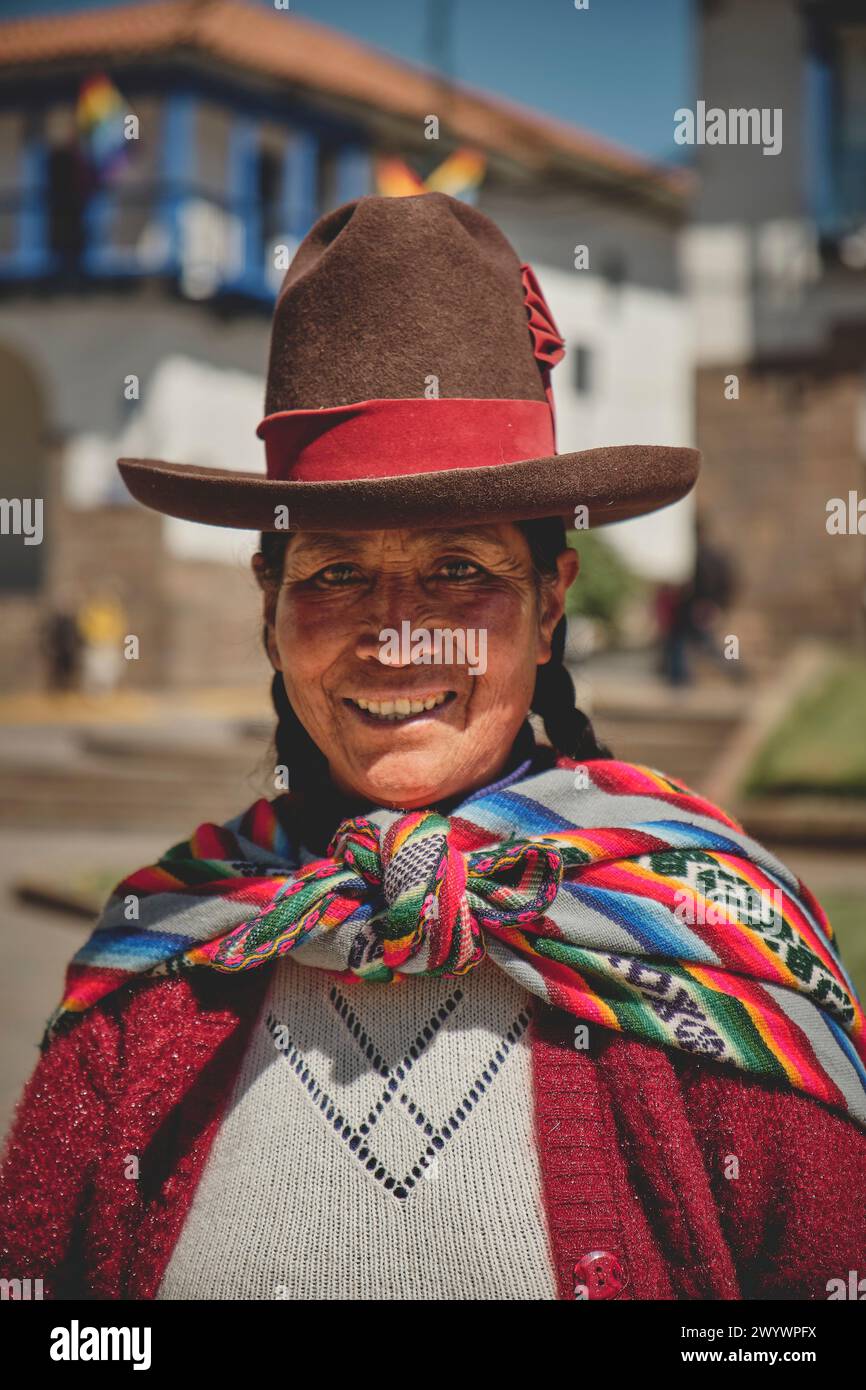 Cusco, Peru - March 2024. Portrait Peruvian woman wearing national ...