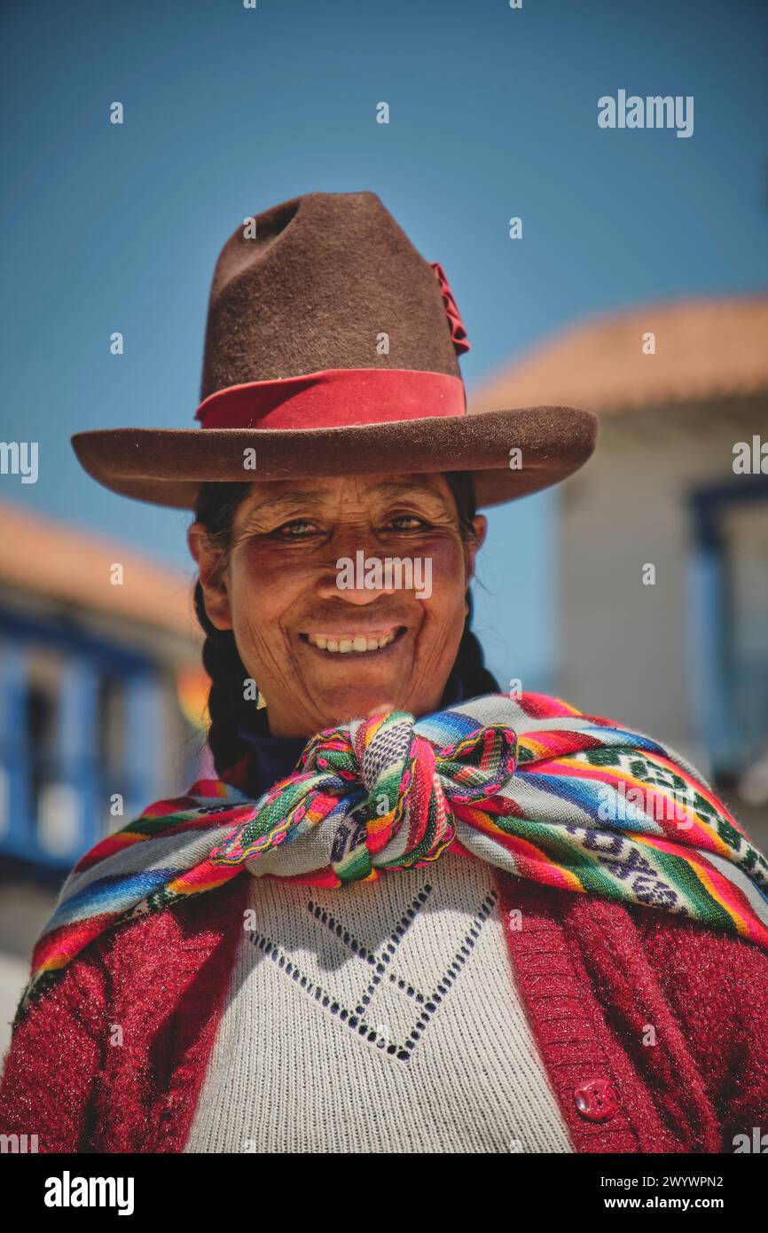 Cusco, Peru - March 2024. Native woman from Peru posing for picture ...