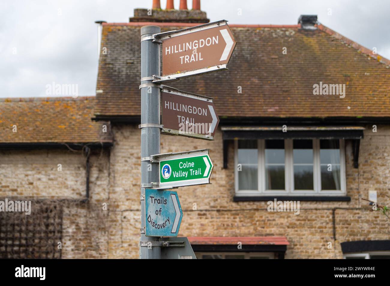 Harefield, UK. 6th April, 2024. Signs for the Hillingdon Trail and ...