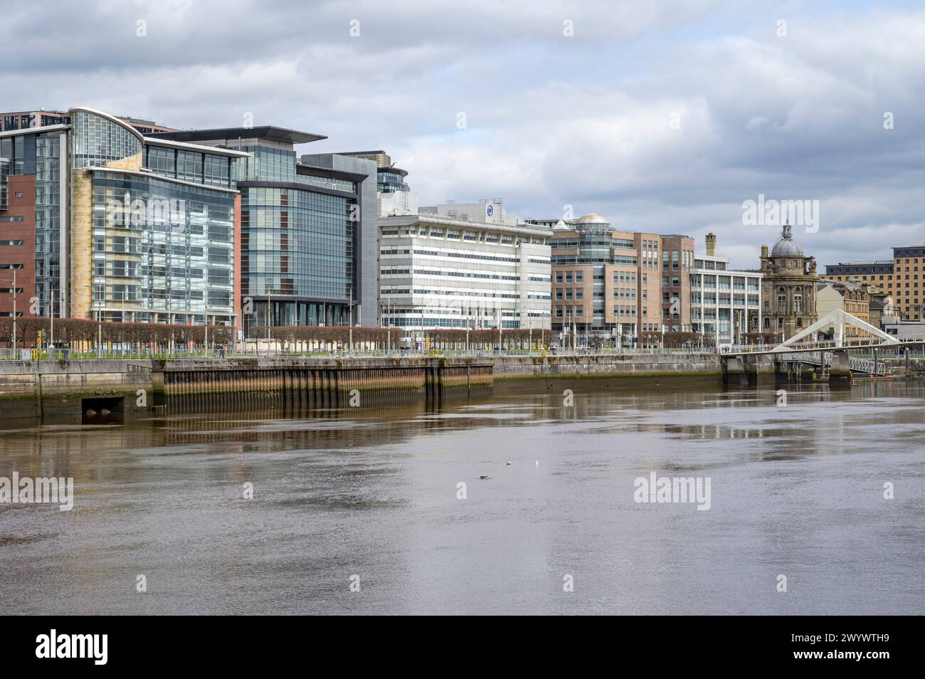Modern office buildings on Broomielaw beside the River Clyde, Glasgow ...