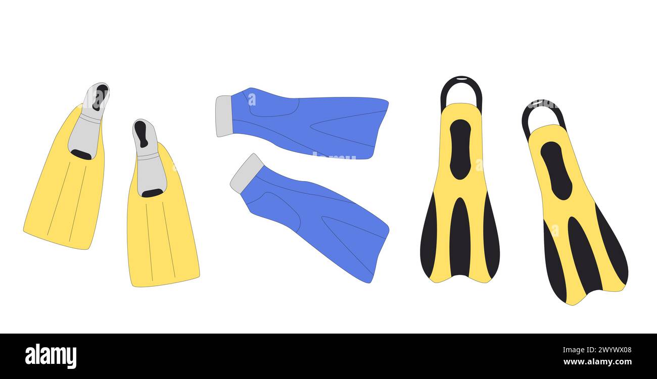 Flipper set isolated on white background. Pair of diving fins ...