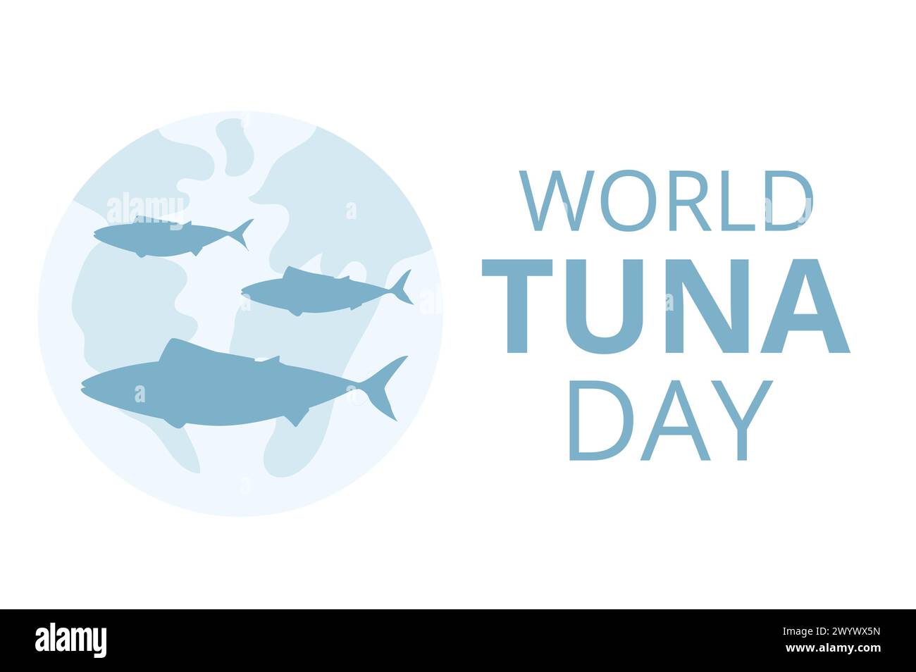 World tuna day greeting card. Holiday banner. Fish and planet Earth ...
