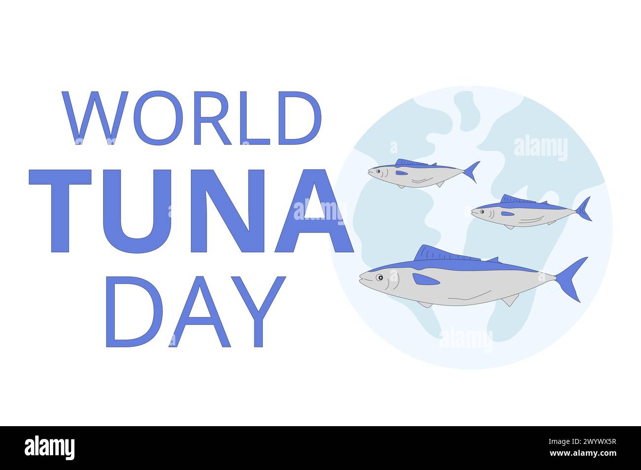World tuna day greeting card. Holiday banner. Fish and planet Earth ...
