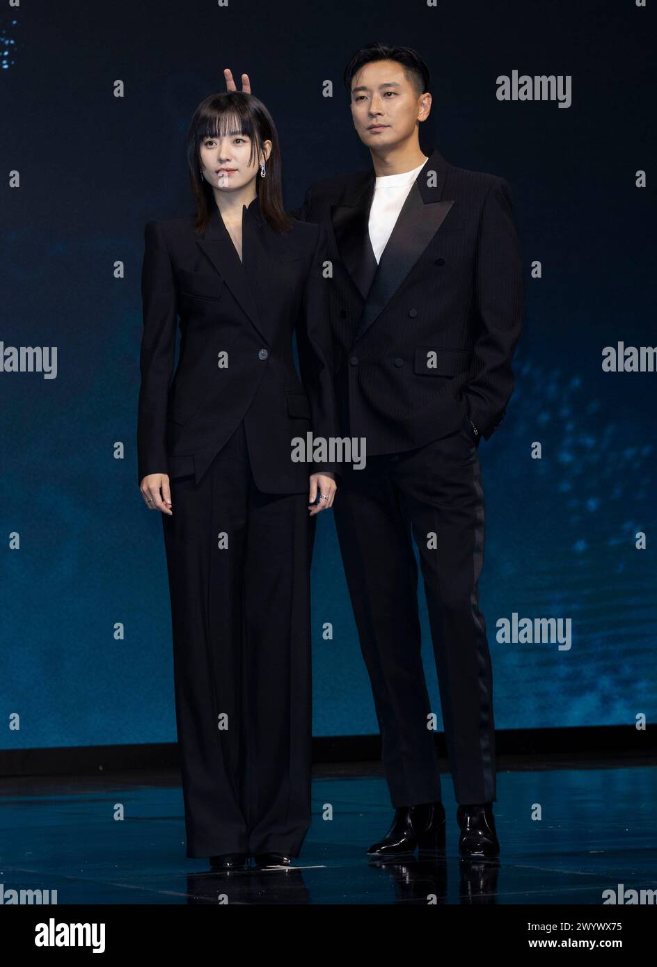 Seoul, South Korea. 8th Apr, 2024. (L to R) South Korean actors Han Hyo ...