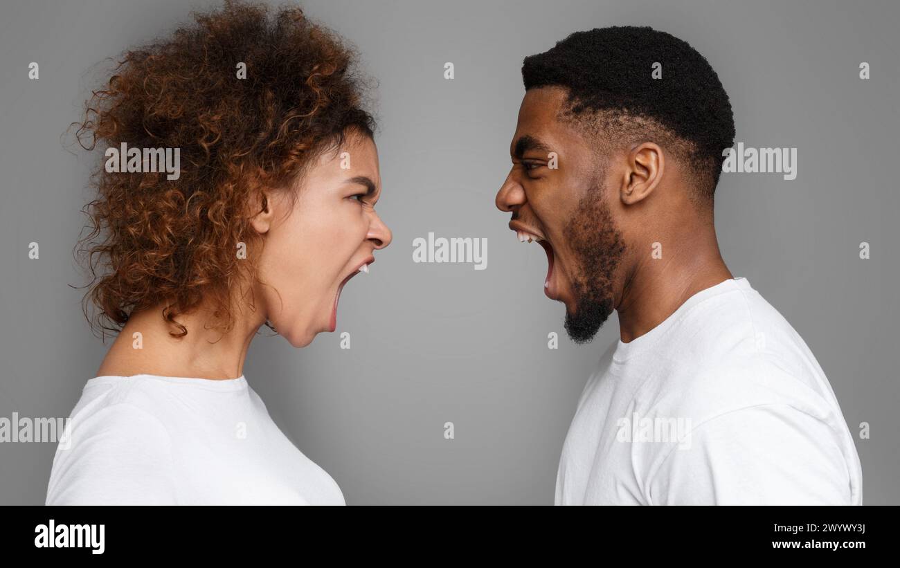 Side profile young woman yelling hi-res stock photography and images ...